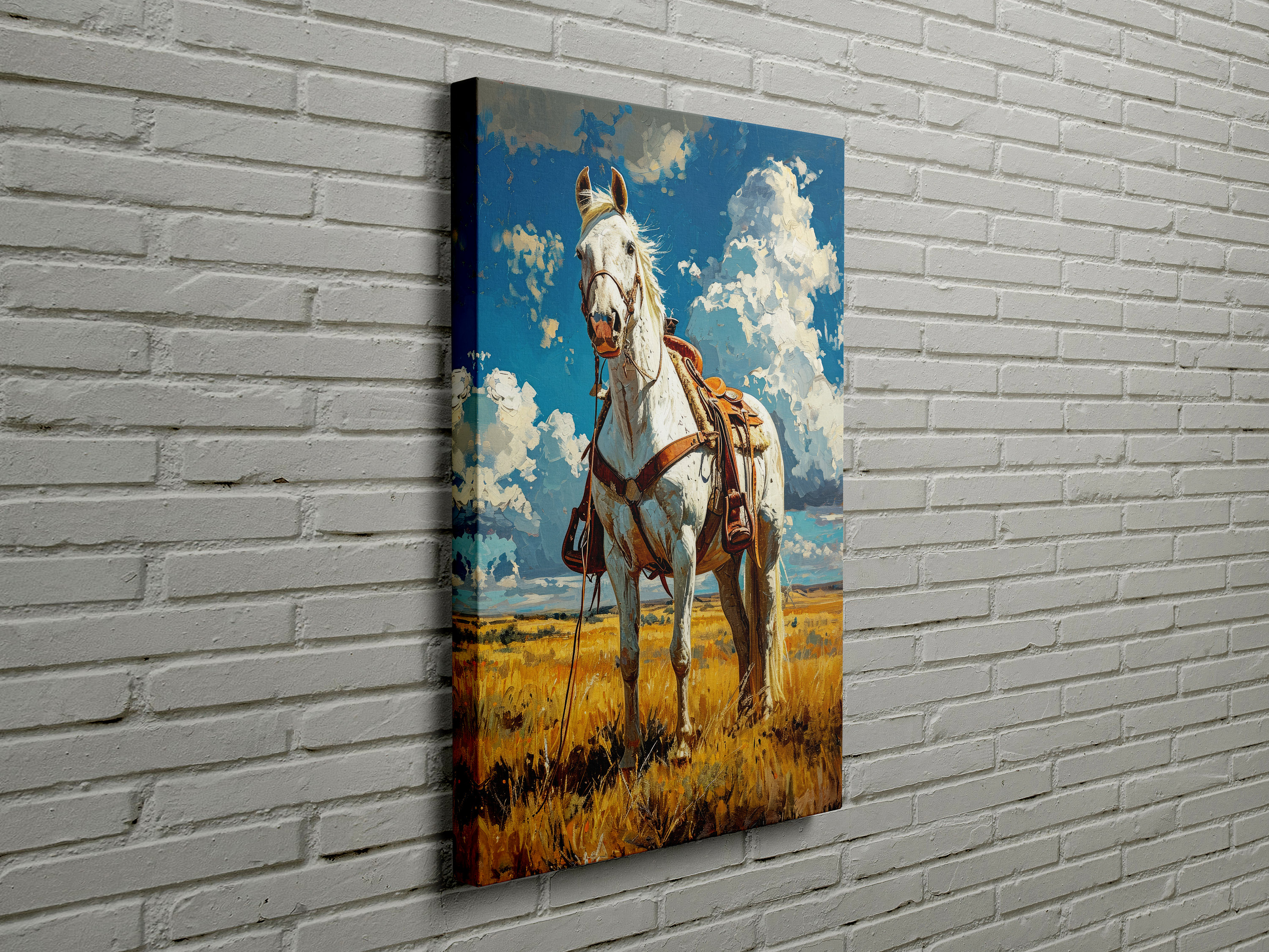 White Stallion on the Prairie, Horse Art, Western Art, Cowboy Art ...