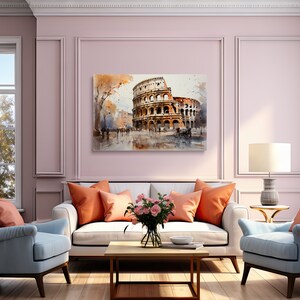 Roman Colosseum in Rustic Colors, Architecture Art, Roman Art, Italy ...