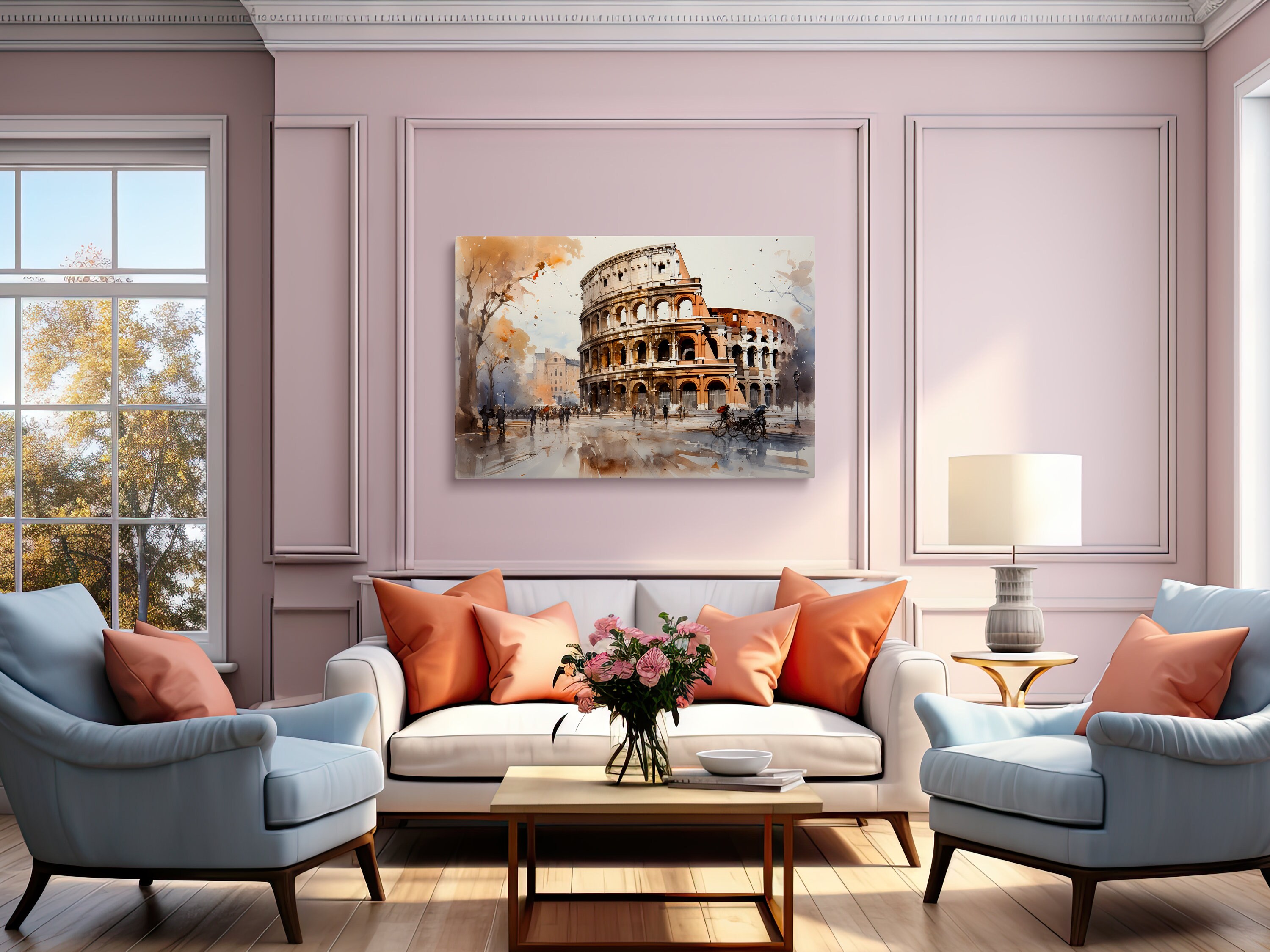 Roman Colosseum in Rustic Colors, Architecture Art, Roman Art, Italy ...