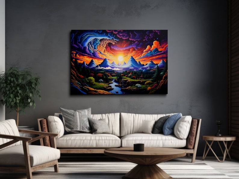 Psychedelic Clouds Over a Trippy Landscape, Nature Art, Meditation Art ...
