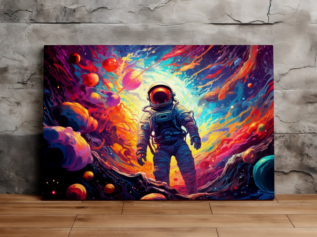 Psychedelic Spaceman, NASA Art, Surreal Art, Space Art, Scenic Wall Art, Canvas Art, Canvas ...
