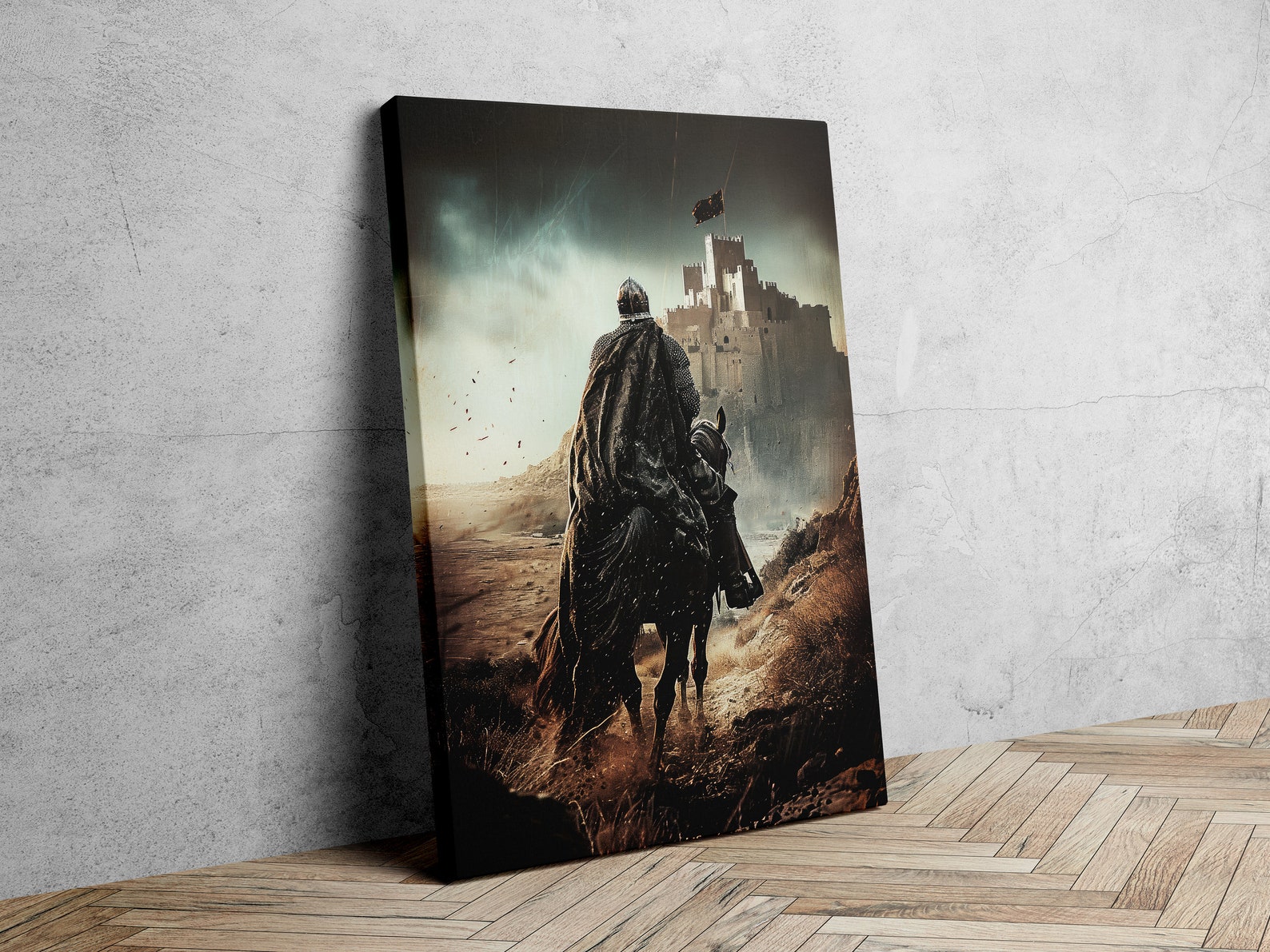 Mounted Knight Approaching a Castle, Fantasy Art, Medieval Art, Warrior ...