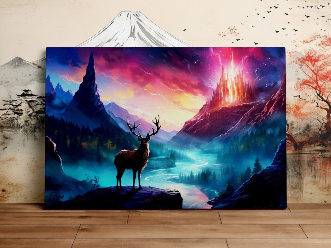 Majestic Buck in Nature, Fantasy Art, Beautiful Nature Landscape Art ...