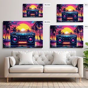 Sunset Synthwave Boombox, 80's Retro Art, Modern Art, Stylish Art ...