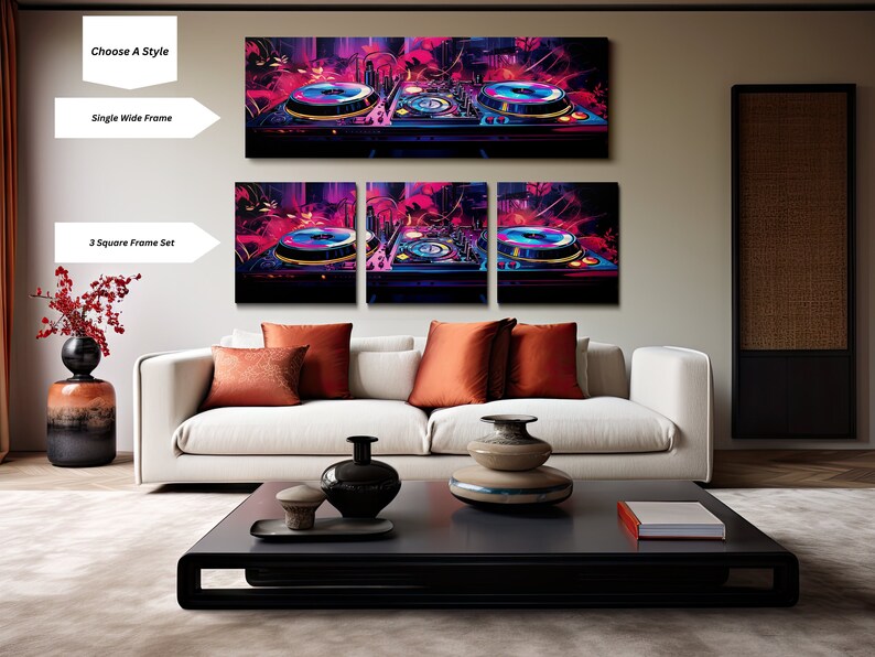 DJ Turntables, Animated Art, Club Scene, Scenic Wall Art, Canvas Art ...