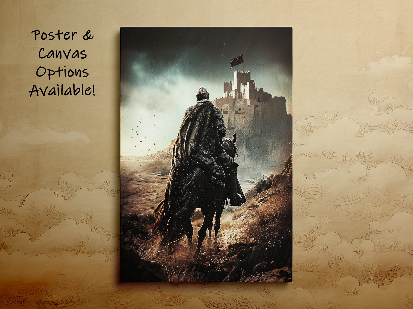 Mounted Knight Approaching a Castle, Fantasy Art, Medieval Art, Warrior ...