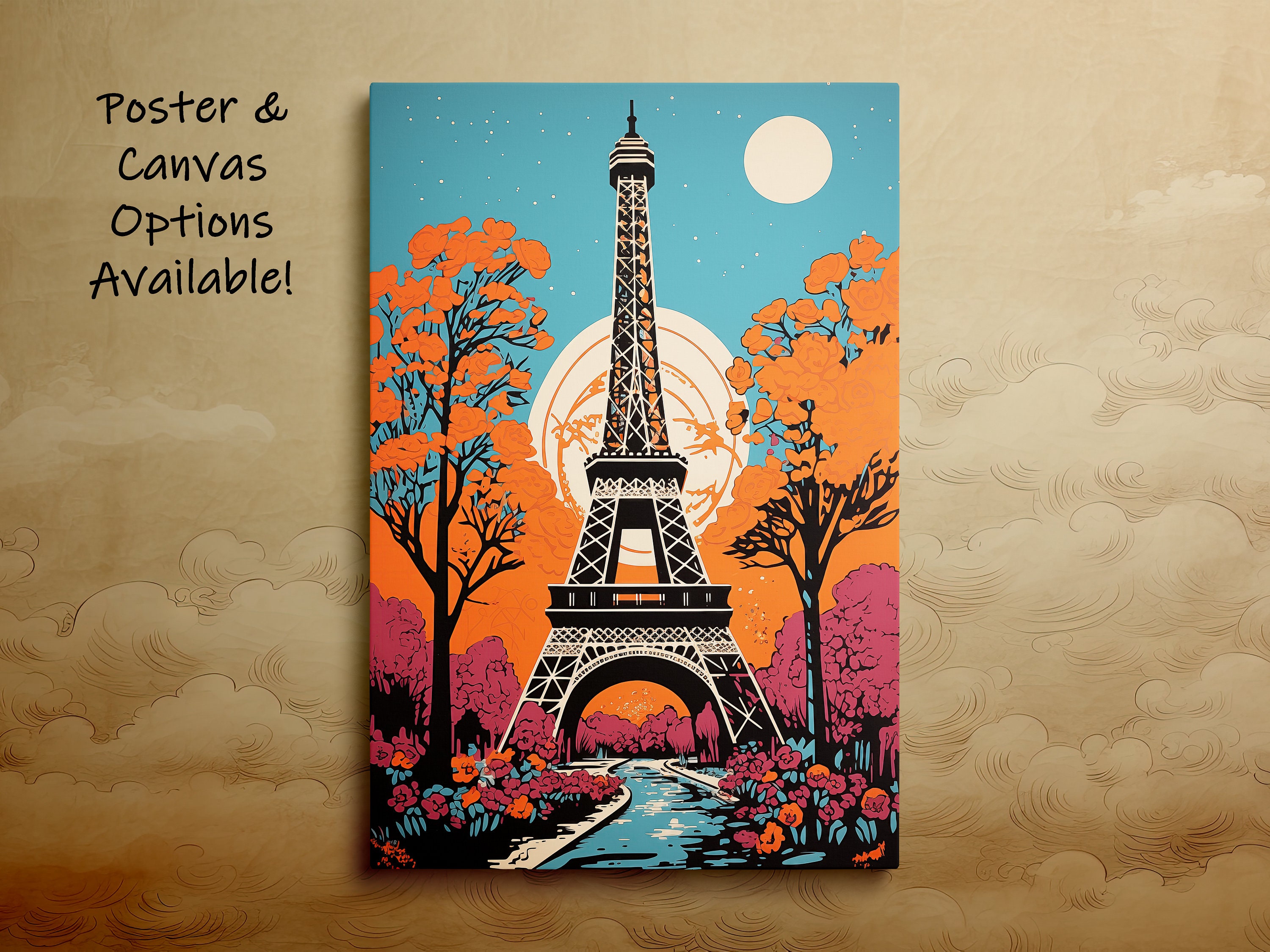 Eiffel Tower at Night, Modern Art, Paris Art, Scenic Wall Art, Canvas ...