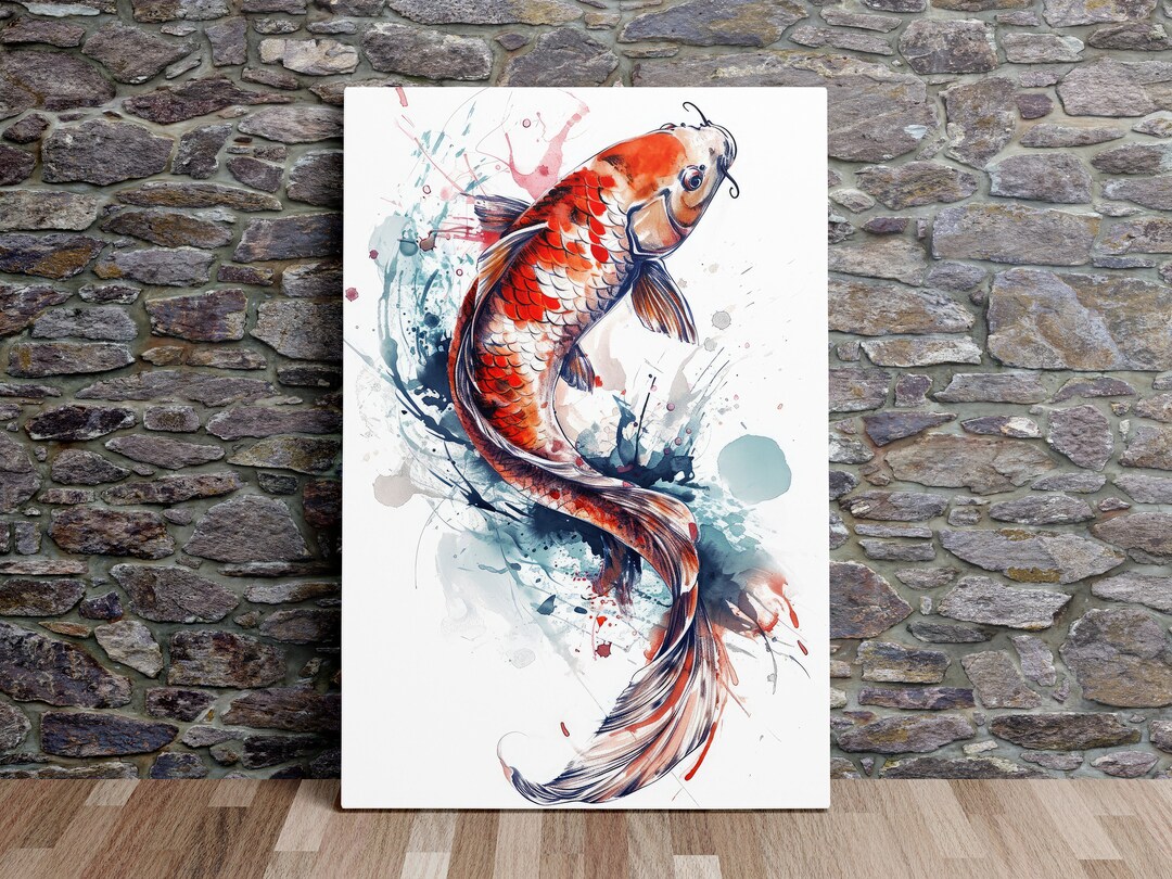 Koi Fish Splashing in Watercolor Style, Japanese Art, Nature Art ...