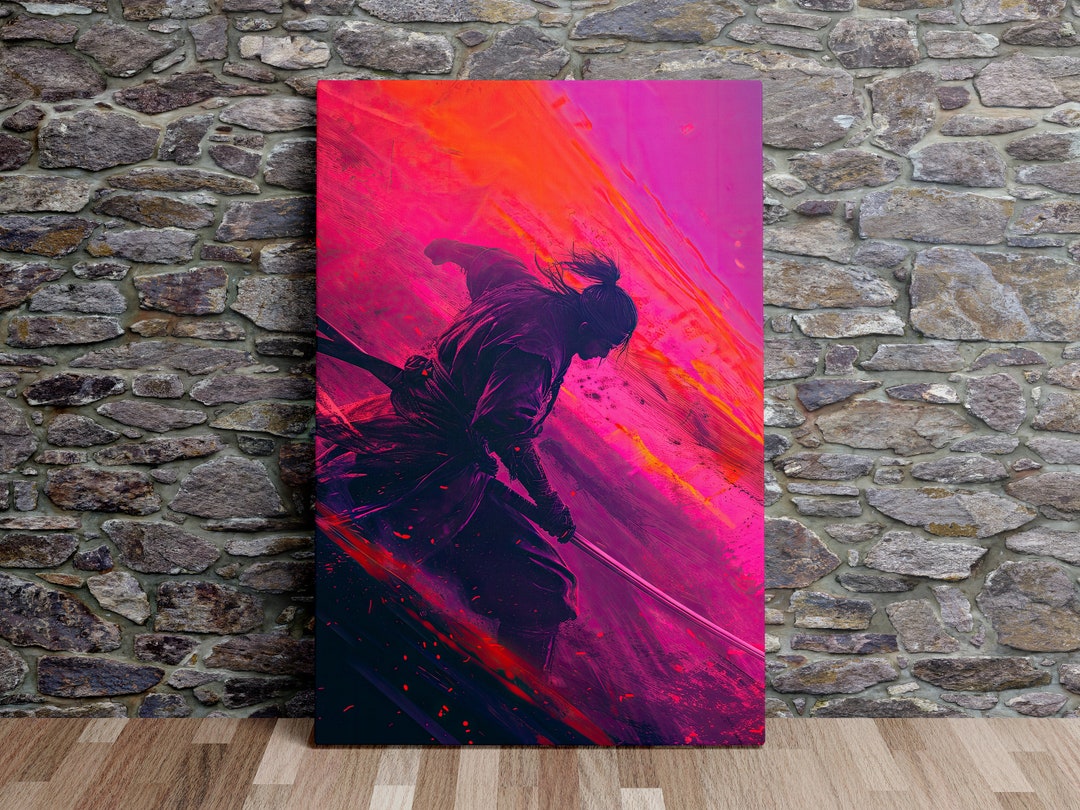 Synthwave Samurai, Japanese Art, Modern Art, Warrior Art, Scenic Wall ...