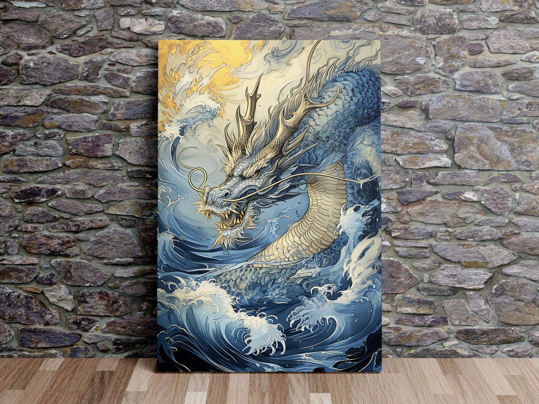 Blue Sea Dragon in a Tempest, Asian Art, Dragon Art, Japanese Art ...