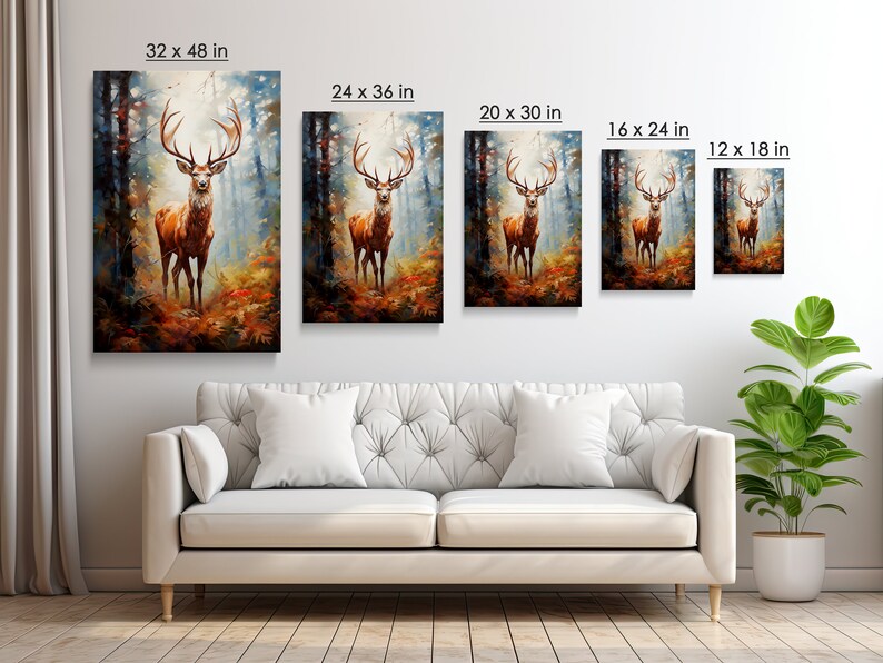 Buck in a Fall Forest, Nature Art, Animal Art, Poster, Wall Print ...