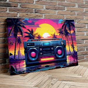 Sunset Synthwave Boombox, 80's Retro Art, Modern Art, Stylish Art ...