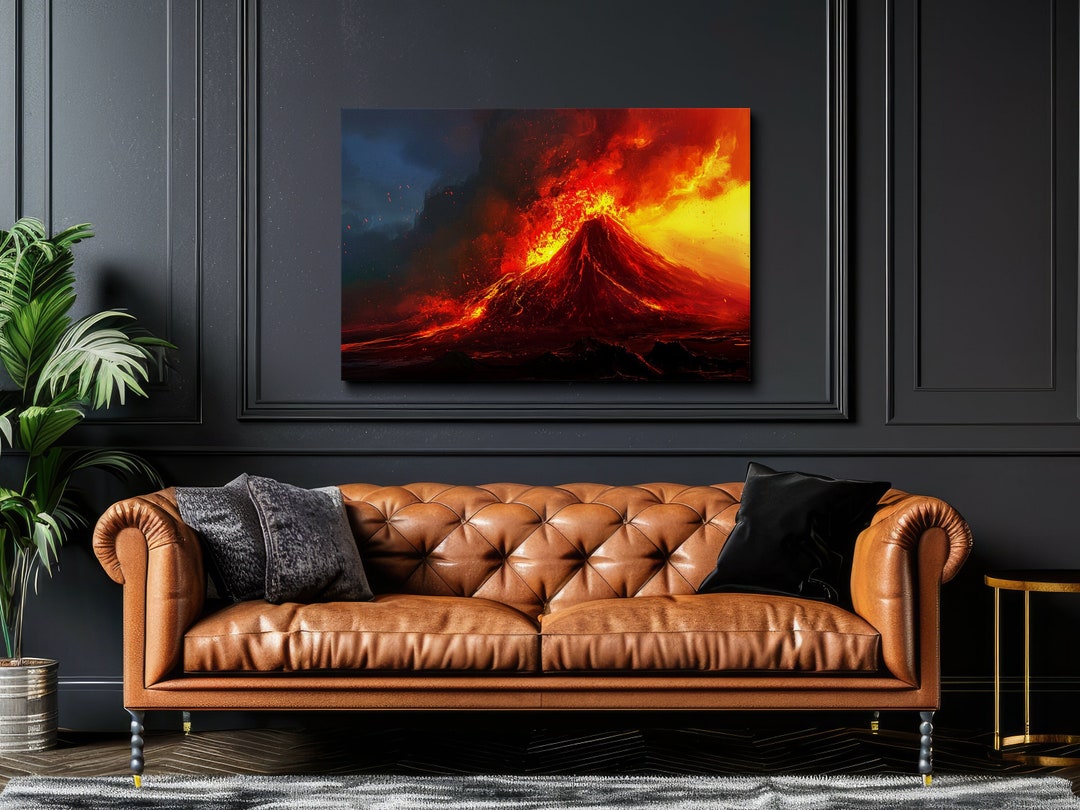 Volcano Erupting at Night, Vivid Art, Surreal Art, Nature Art, Scenic ...