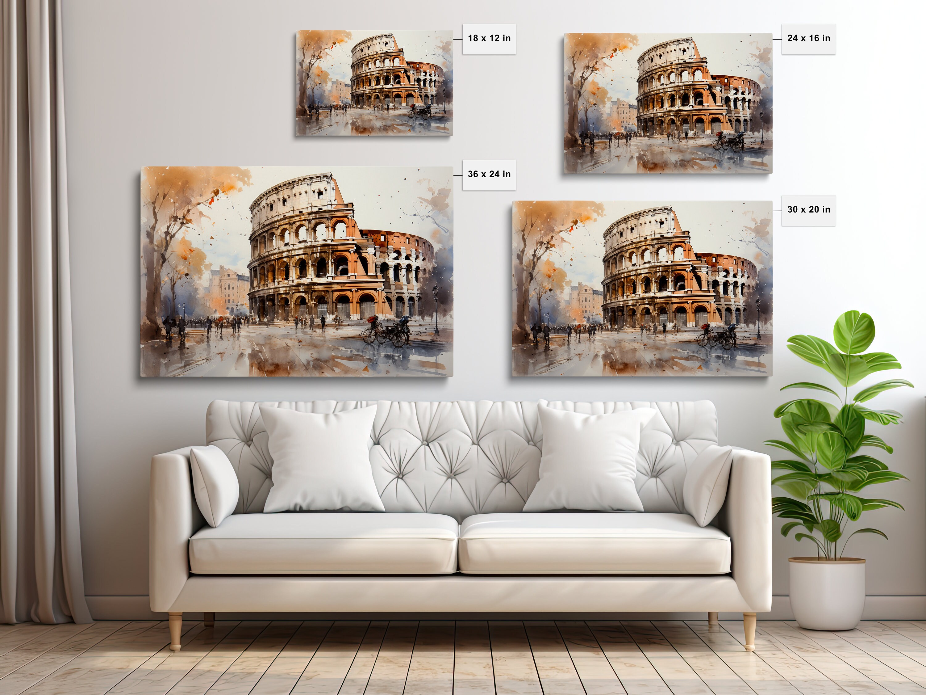 Roman Colosseum in Rustic Colors, Architecture Art, Roman Art, Italy ...