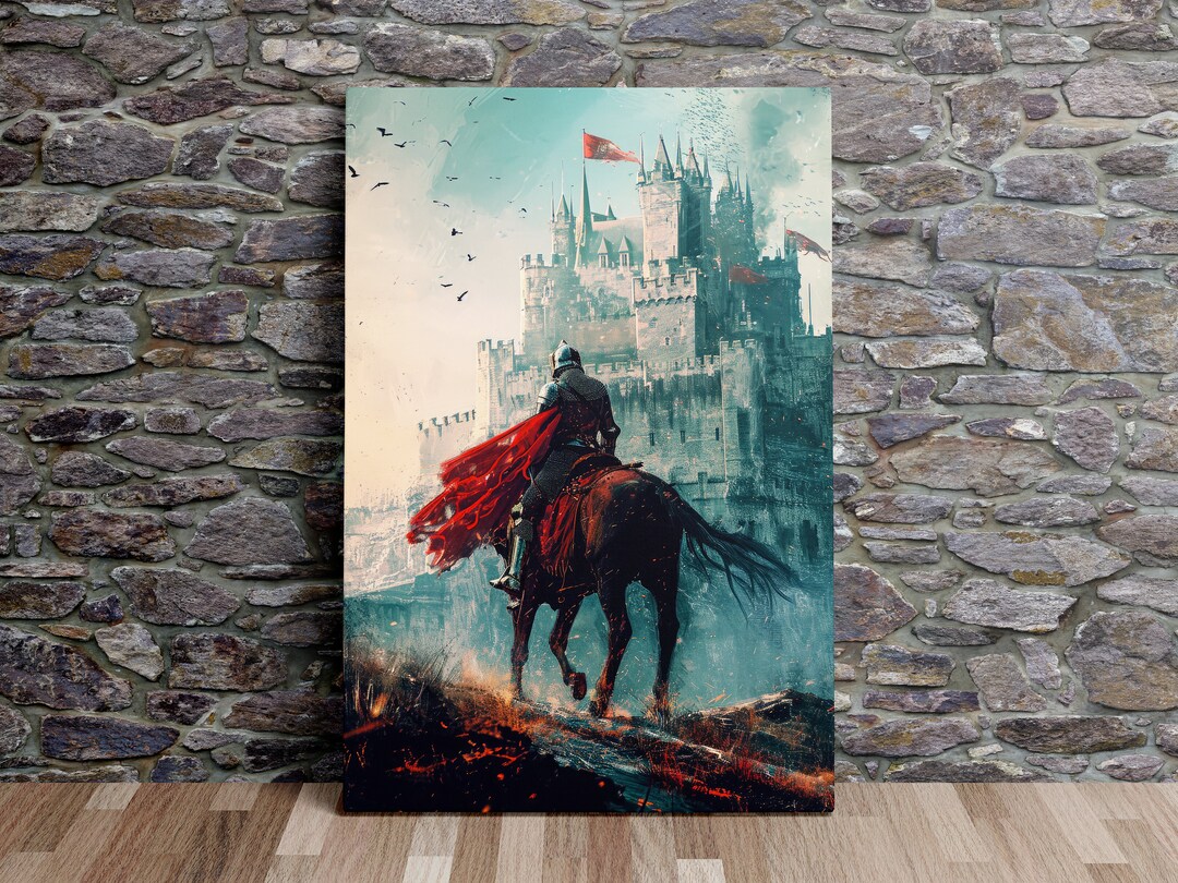 Knight on Horseback Near a Castle, Medieval Art, Warrior Art, Fantasy ...