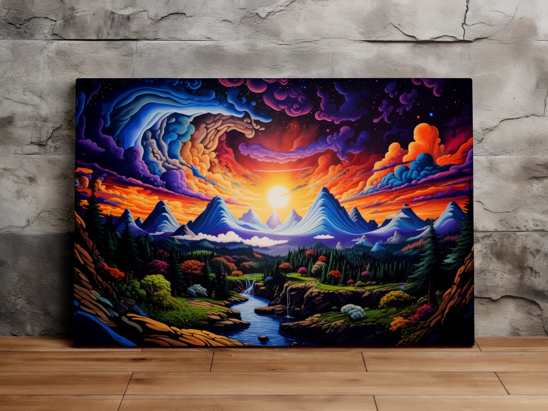 Psychedelic Clouds Over a Trippy Landscape, Nature Art, Meditation Art ...