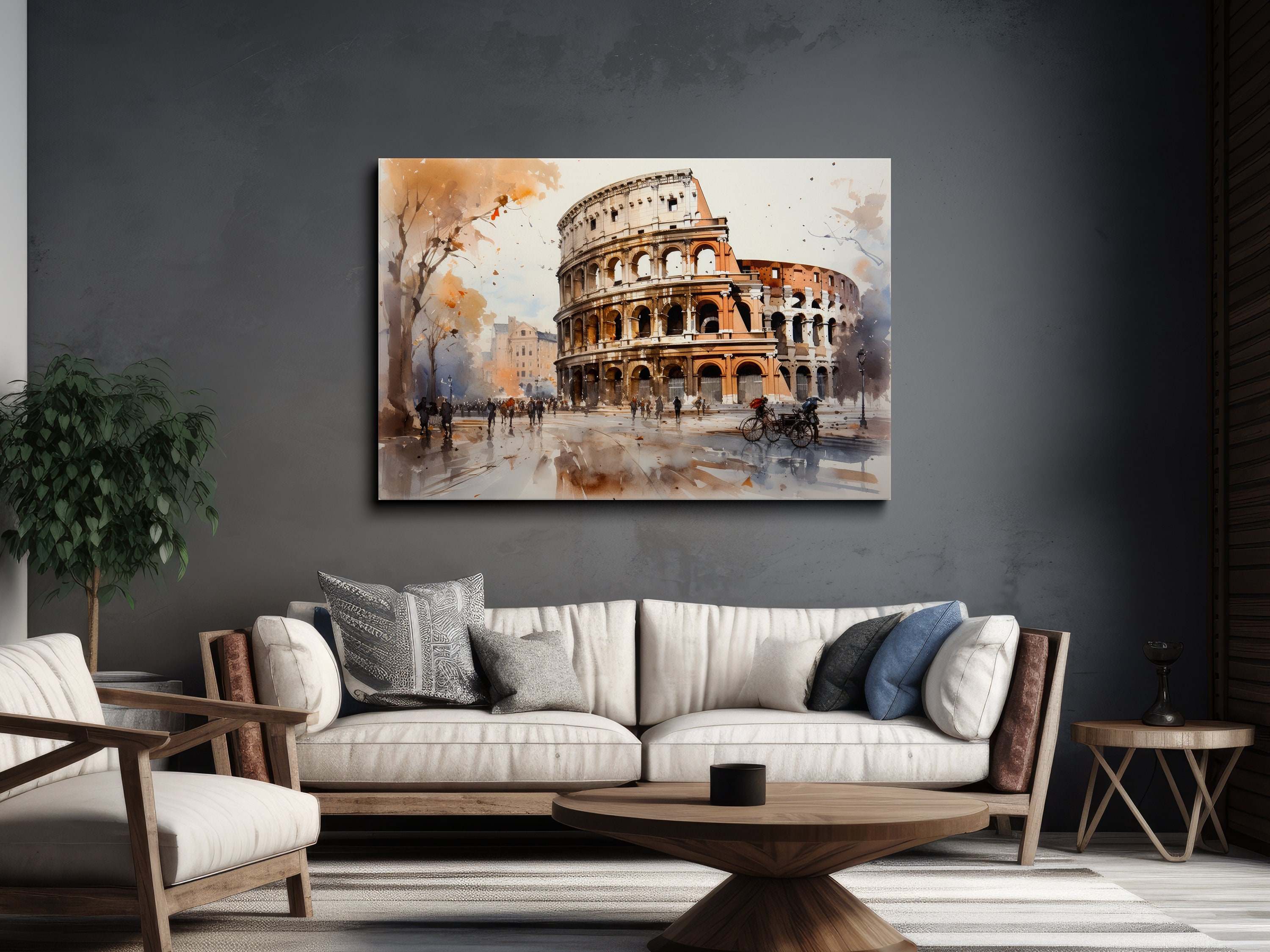 Roman Colosseum in Rustic Colors, Architecture Art, Roman Art, Italy ...