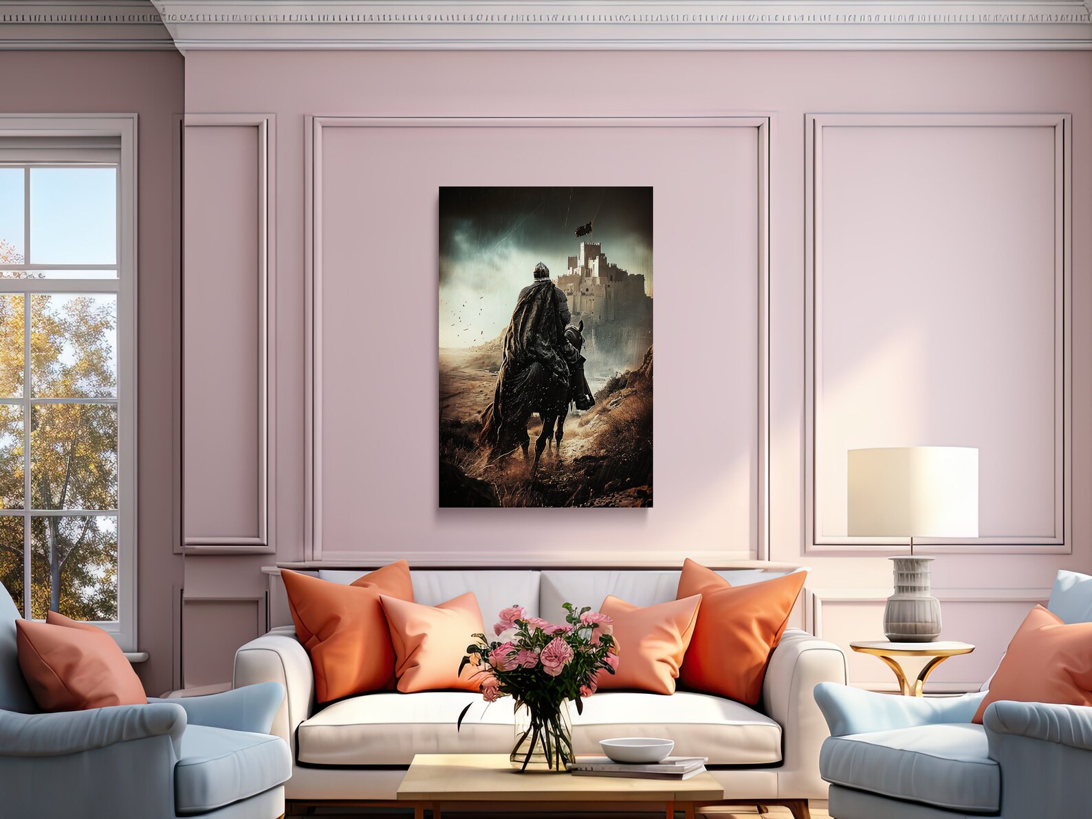 Mounted Knight Approaching a Castle, Fantasy Art, Medieval Art, Warrior ...