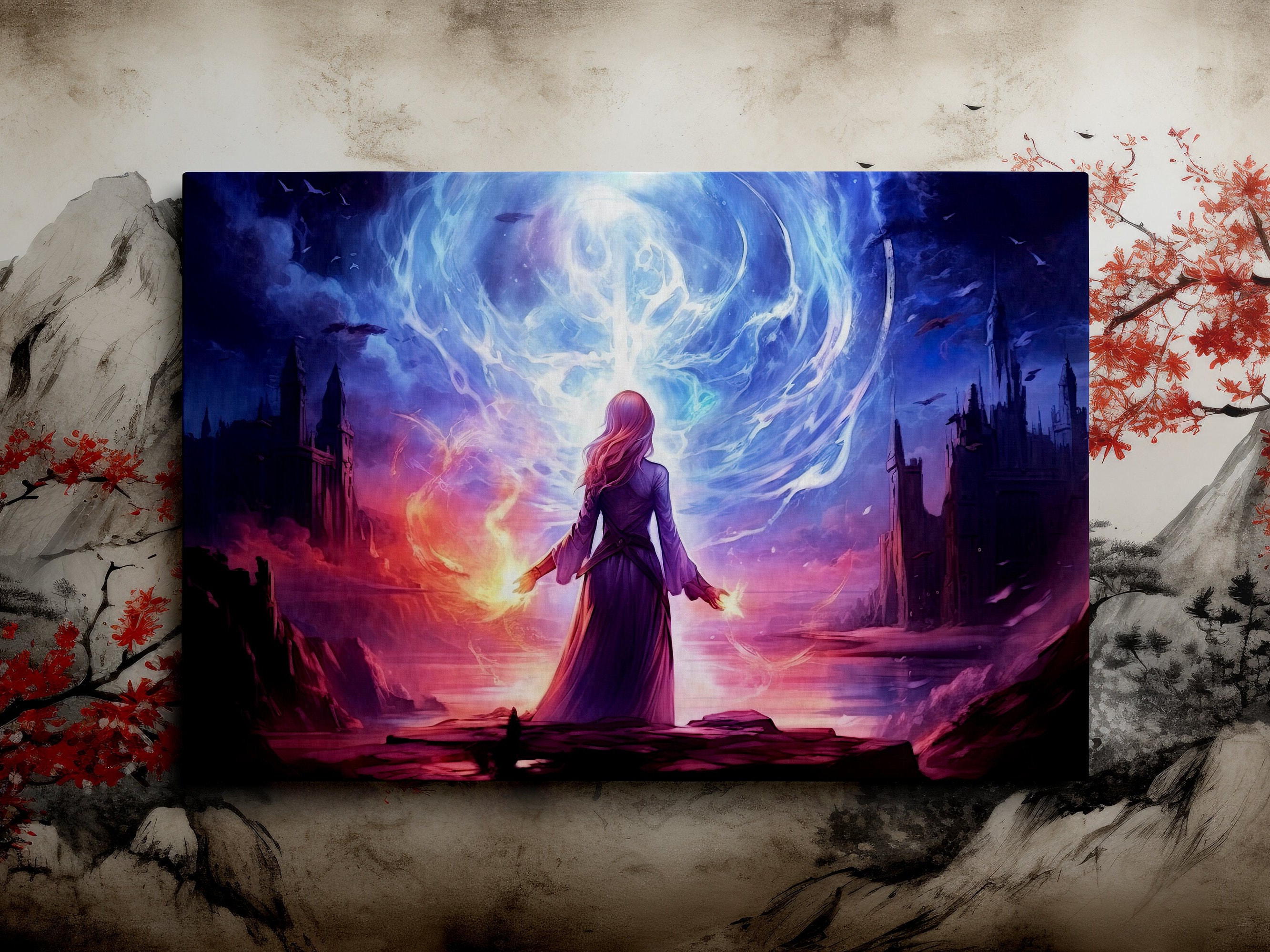 Sorceress Controlling the Magical Elements, Fantasy Art, Beautiful and ...