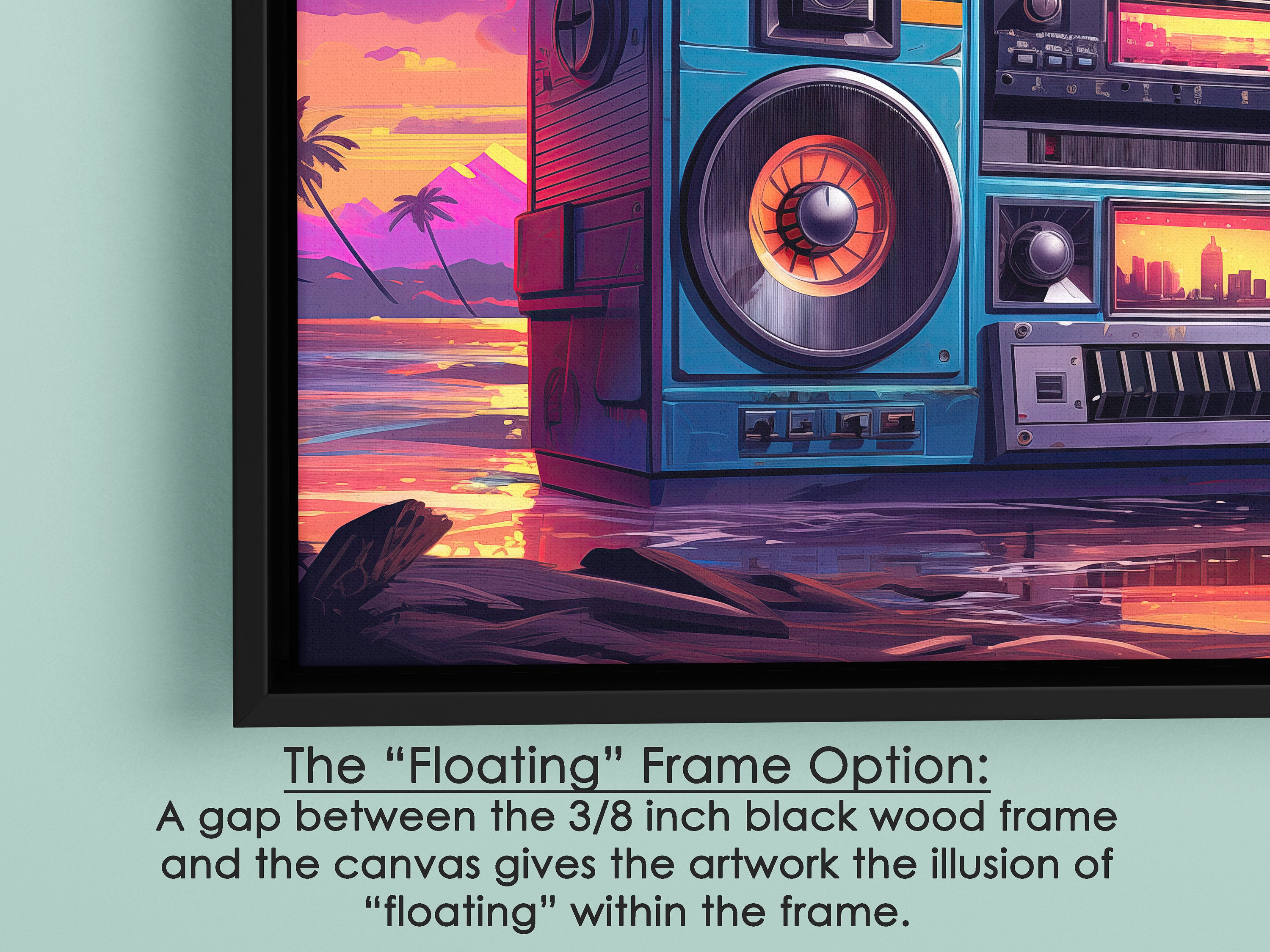 Sunset Paradise Synthwave Boombox, 80's Retro Art, Modern Art, Stylish ...