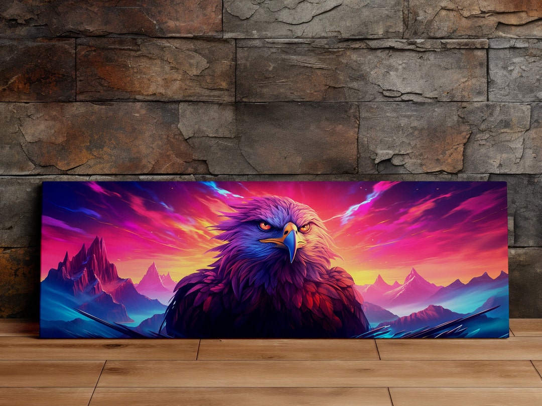 Fierce Eagle Staring, Psychedelic Art, Scenic Wall Art, Canvas Art ...