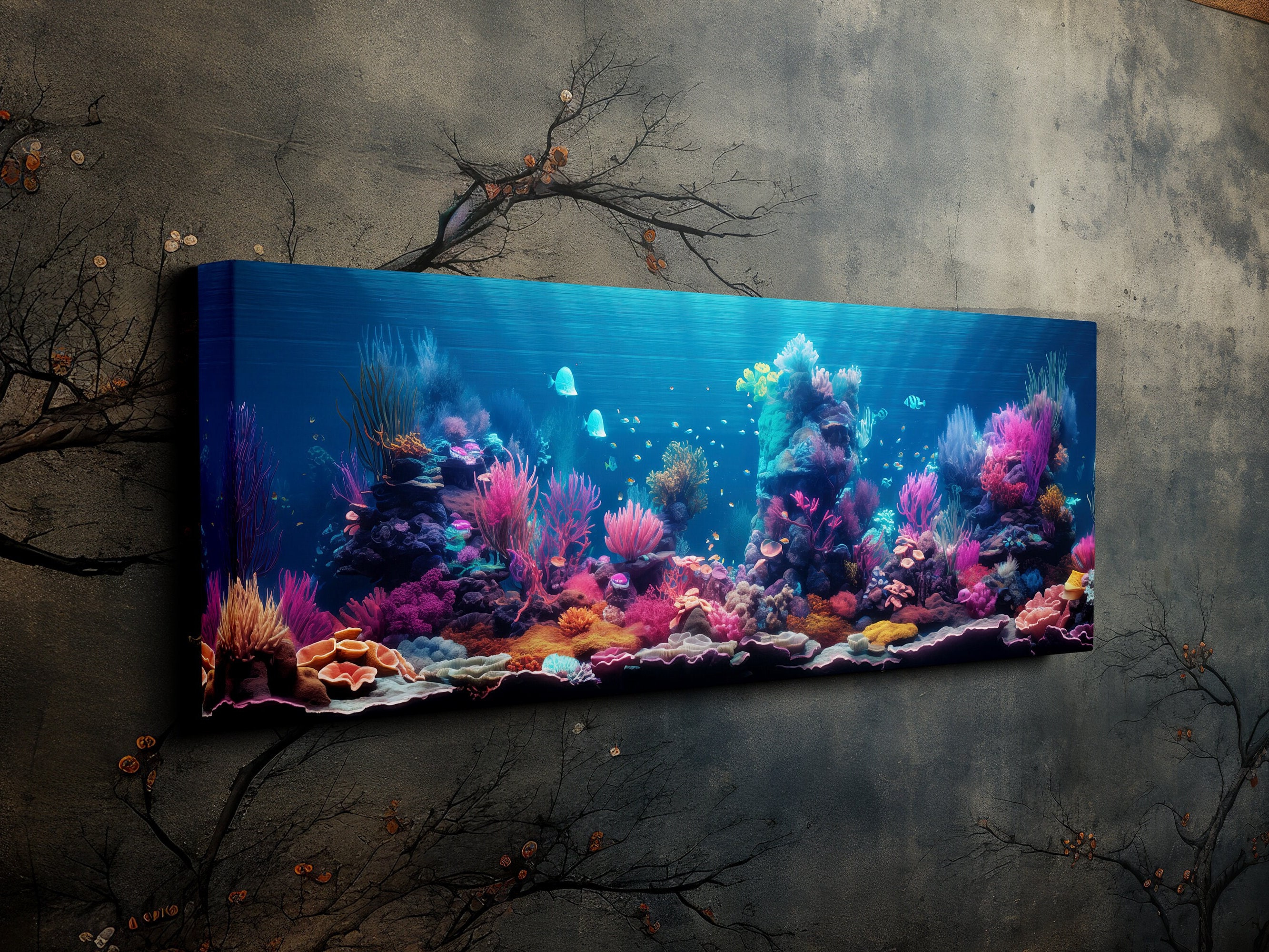 Colorful Fish Tank, Aquatic Art, Scenic Wall Art, Canvas Art, Canvas ...