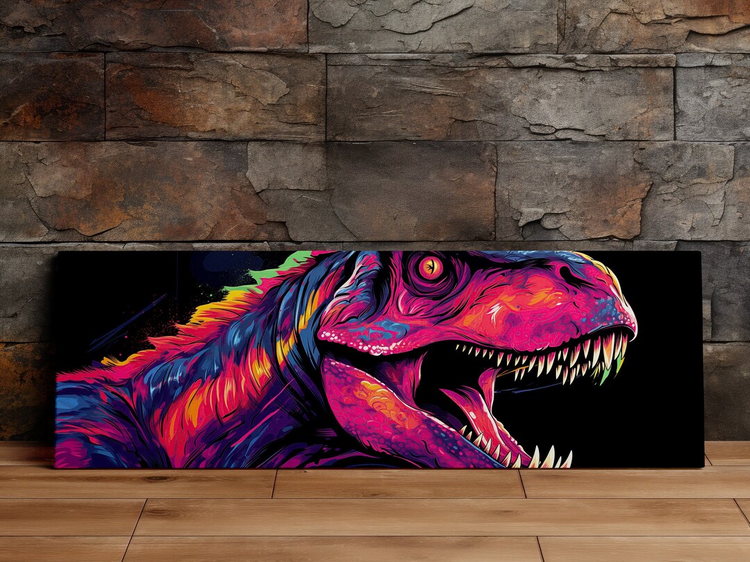Trippy T-rex, Dinosaur Art, Modern Art, Scenic Wall Art, Canvas Art ...