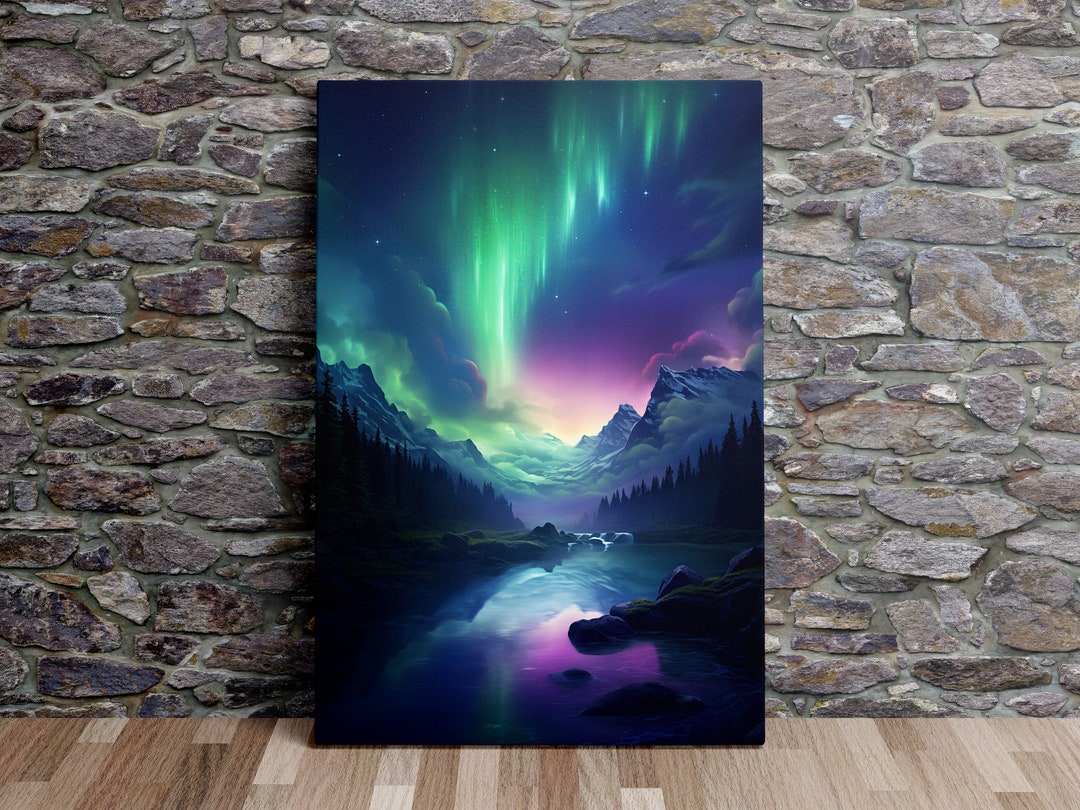Northern Lights, Aurora Borealis Inspired No.5, Nature Art, Art Print ...