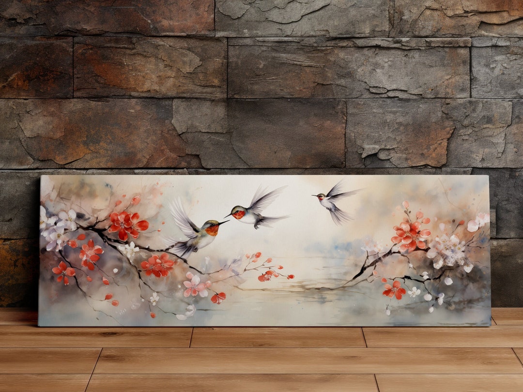Playful Hummingbirds Amidst Flowers, Nature Landscape, Bird Art, Scenic ...