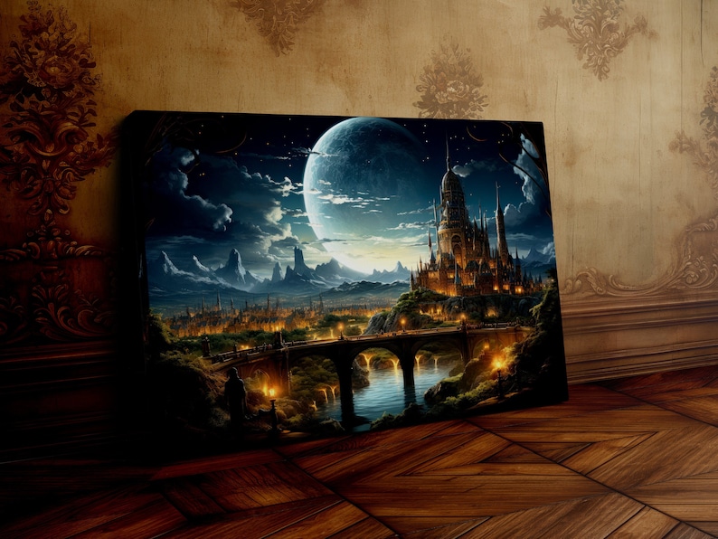 Magical Fantasy Kingdom in the Moonlight Beautiful Landscape - Etsy