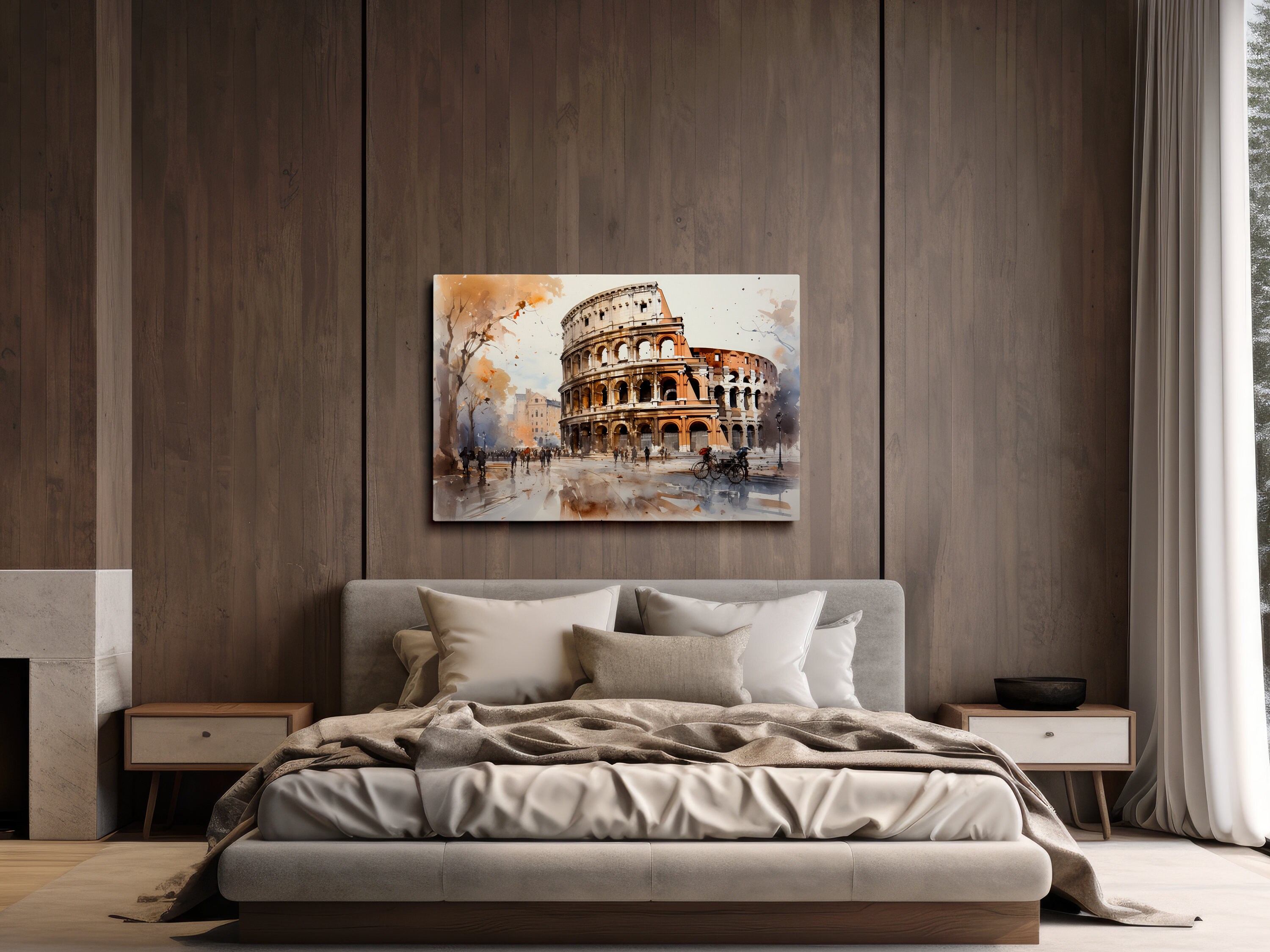 Roman Colosseum in Rustic Colors, Architecture Art, Roman Art, Italy ...