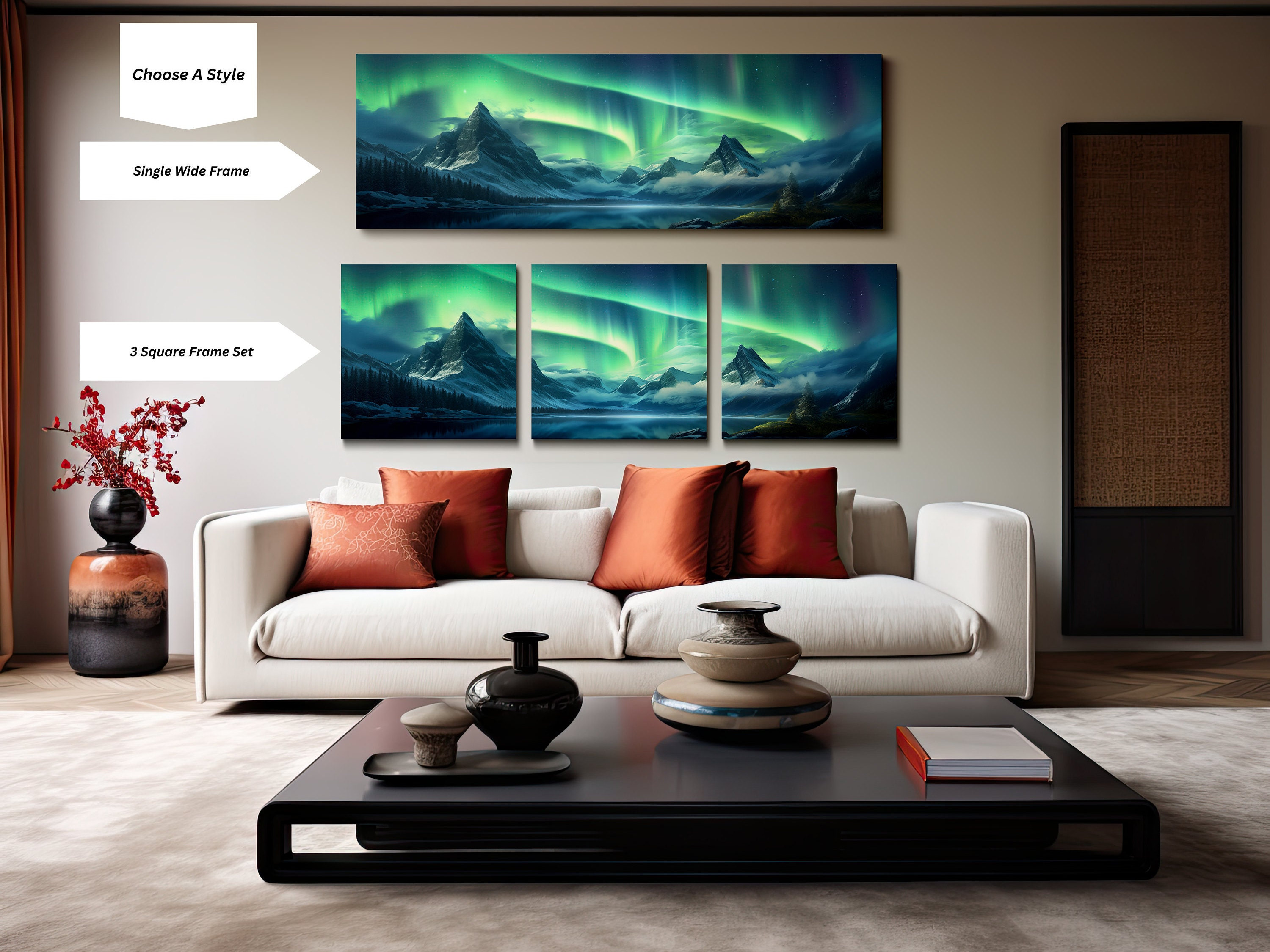 Northern Lights, Aurora Borealis, Panoramic Landscape, Scenic Wall Art ...