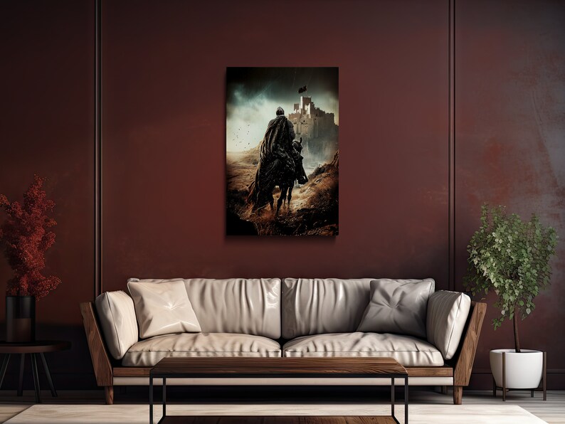 Mounted Knight Approaching a Castle, Fantasy Art, Medieval Art, Warrior ...