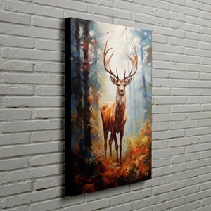 Buck in a Fall Forest, Nature Art, Animal Art, Poster, Wall Print ...