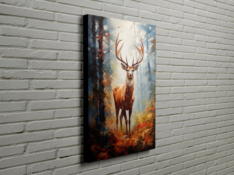 Buck in a Fall Forest, Nature Art, Animal Art, Poster, Wall Print ...