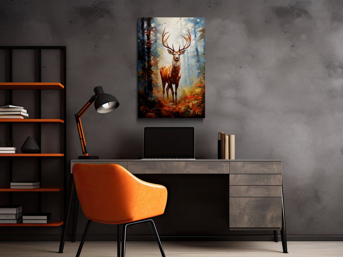 Buck in a Fall Forest, Nature Art, Animal Art, Poster, Wall Print ...