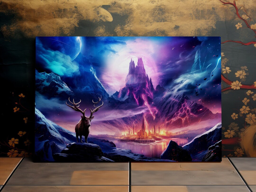 Epic Buck in a Fantasy Realm, Majestic Landscape, Stunning Art, Scenic ...