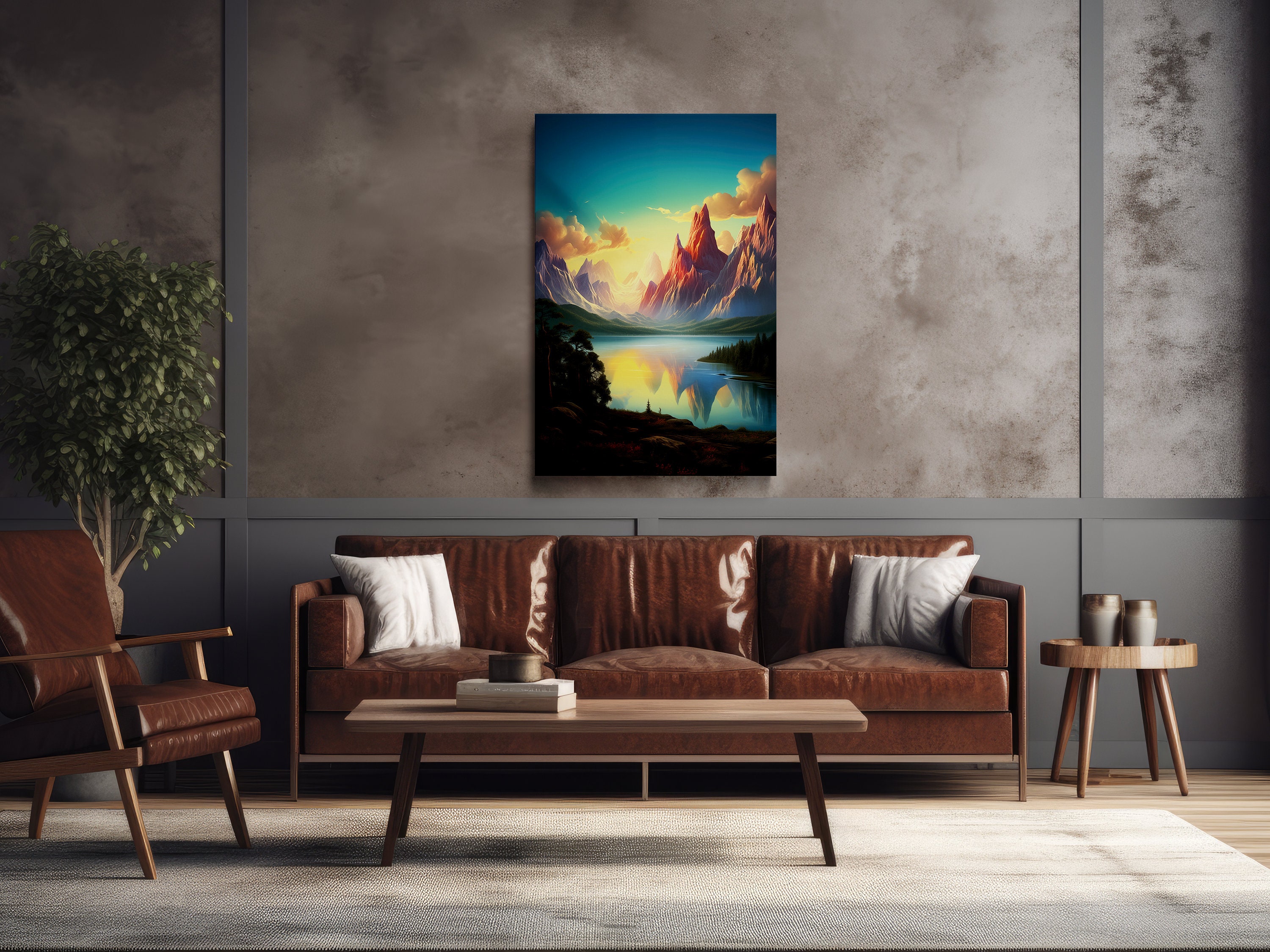 Majestic Mountains by a Lake No.6 Nature Art Art Print - Etsy