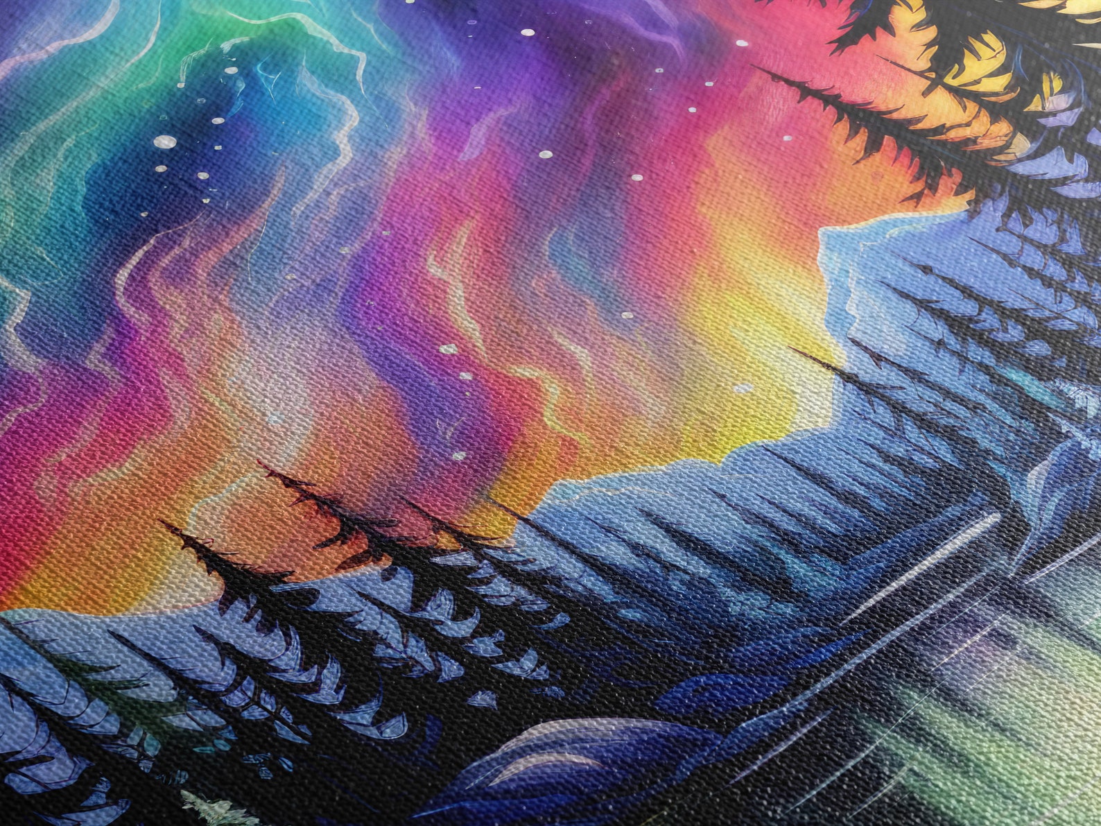 Surreal Aurora Lights, Majestic Nature Art, Surreal Art, Scenic Wall Art, Canvas Art, Canvas ...