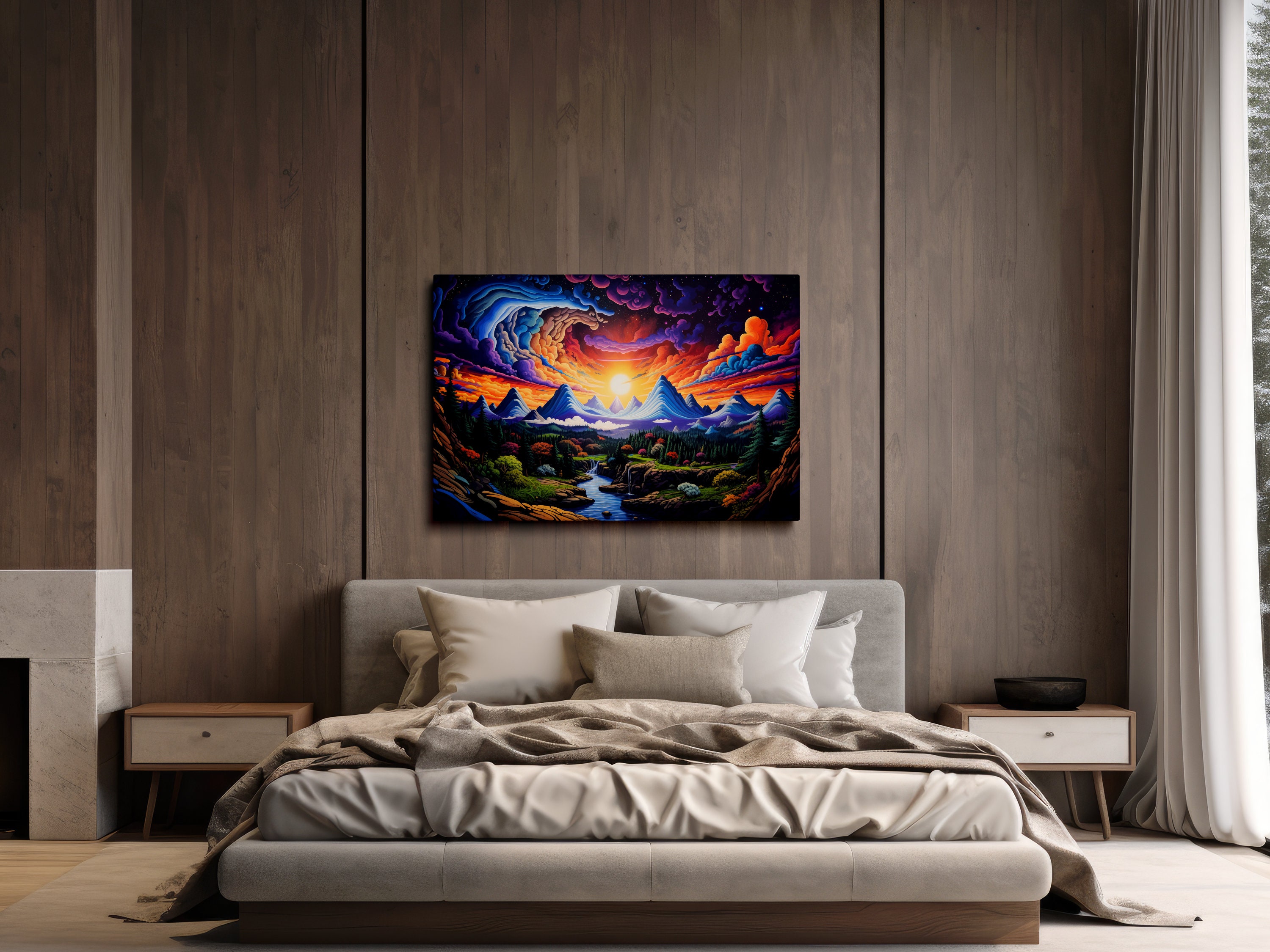 Psychedelic Clouds Over a Trippy Landscape, Nature Art, Meditation Art ...