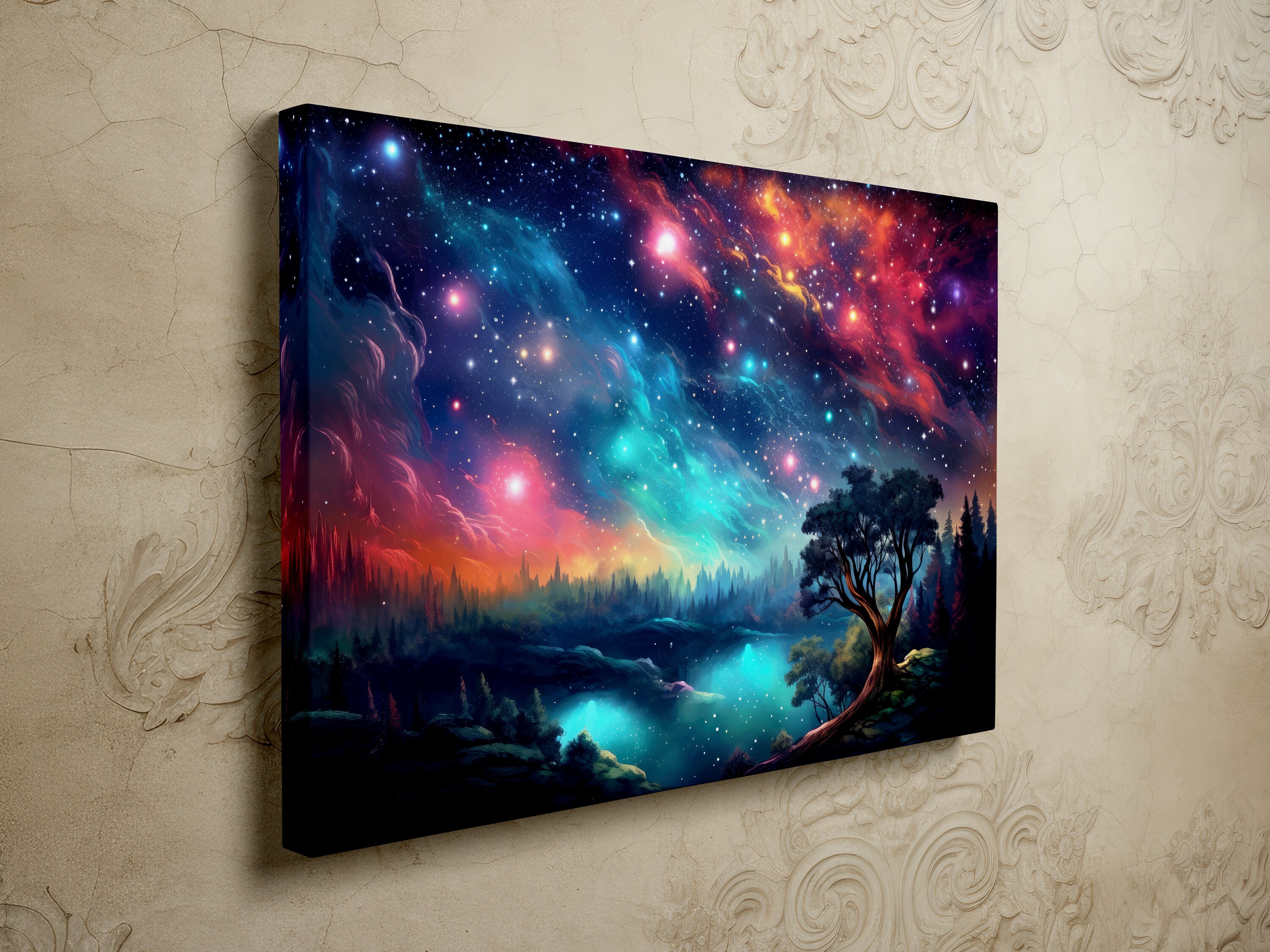 Cloudy Starry Night Sky, Nature Art, Surreal Art, Scenic Wall Art ...