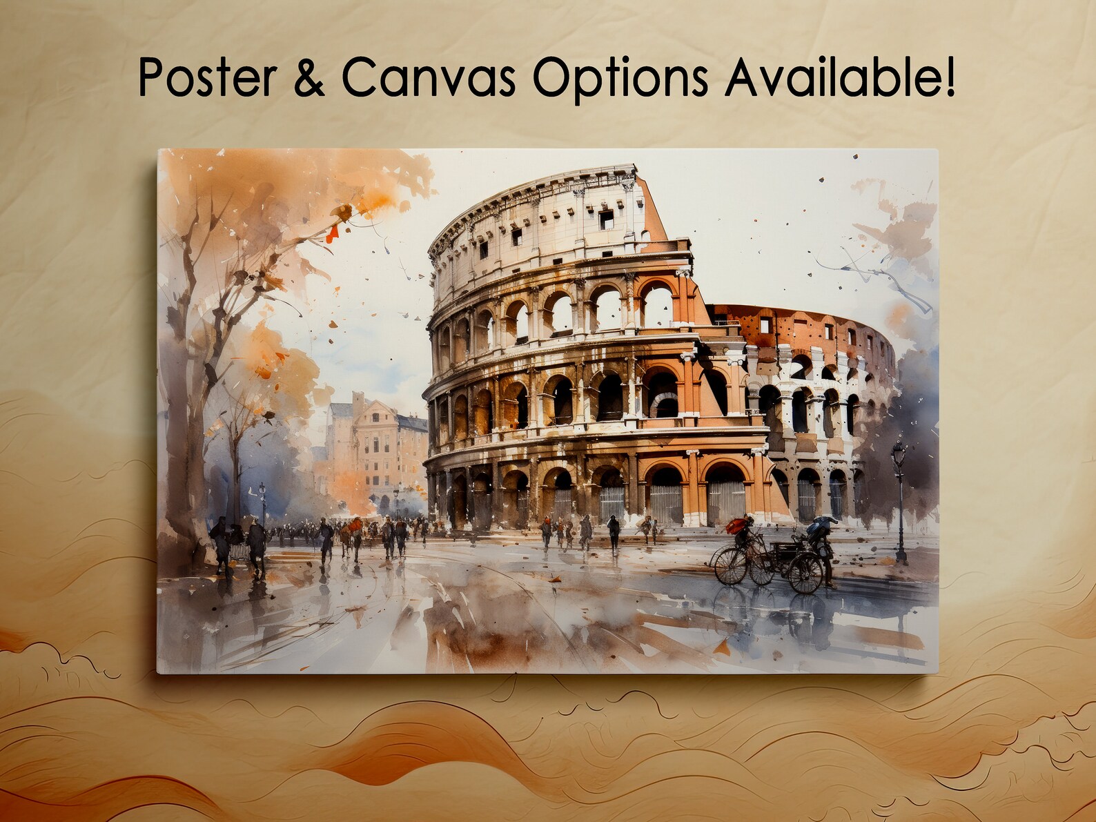 Roman Colosseum in Rustic Colors, Architecture Art, Roman Art, Italy ...