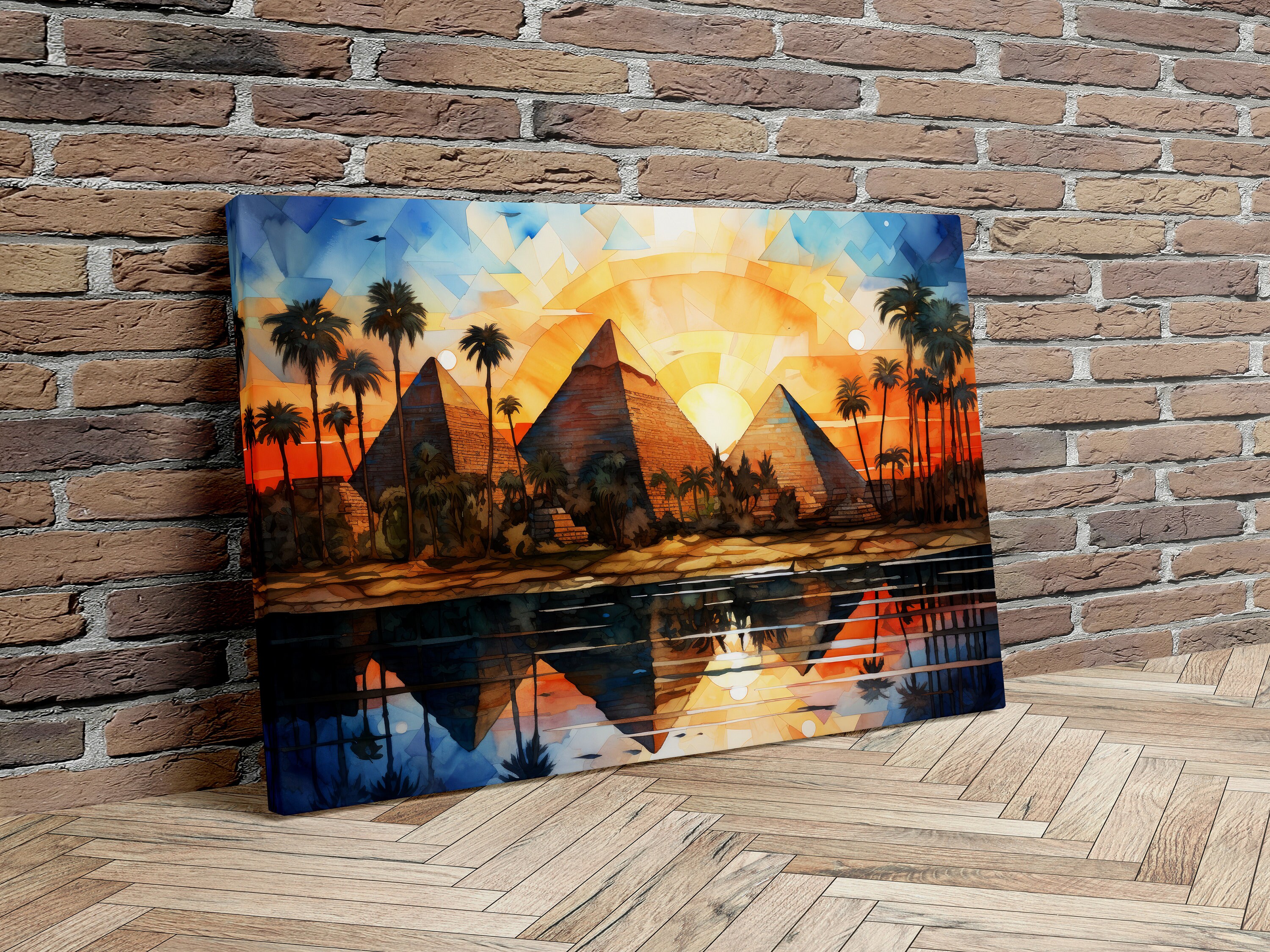 Pyramids at Giza Stylized, Modern Art, Egypt Art, Watercolor, Oil ...