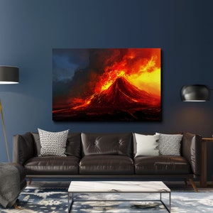 Volcano Erupting at Night, Vivid Art, Surreal Art, Nature Art, Scenic ...