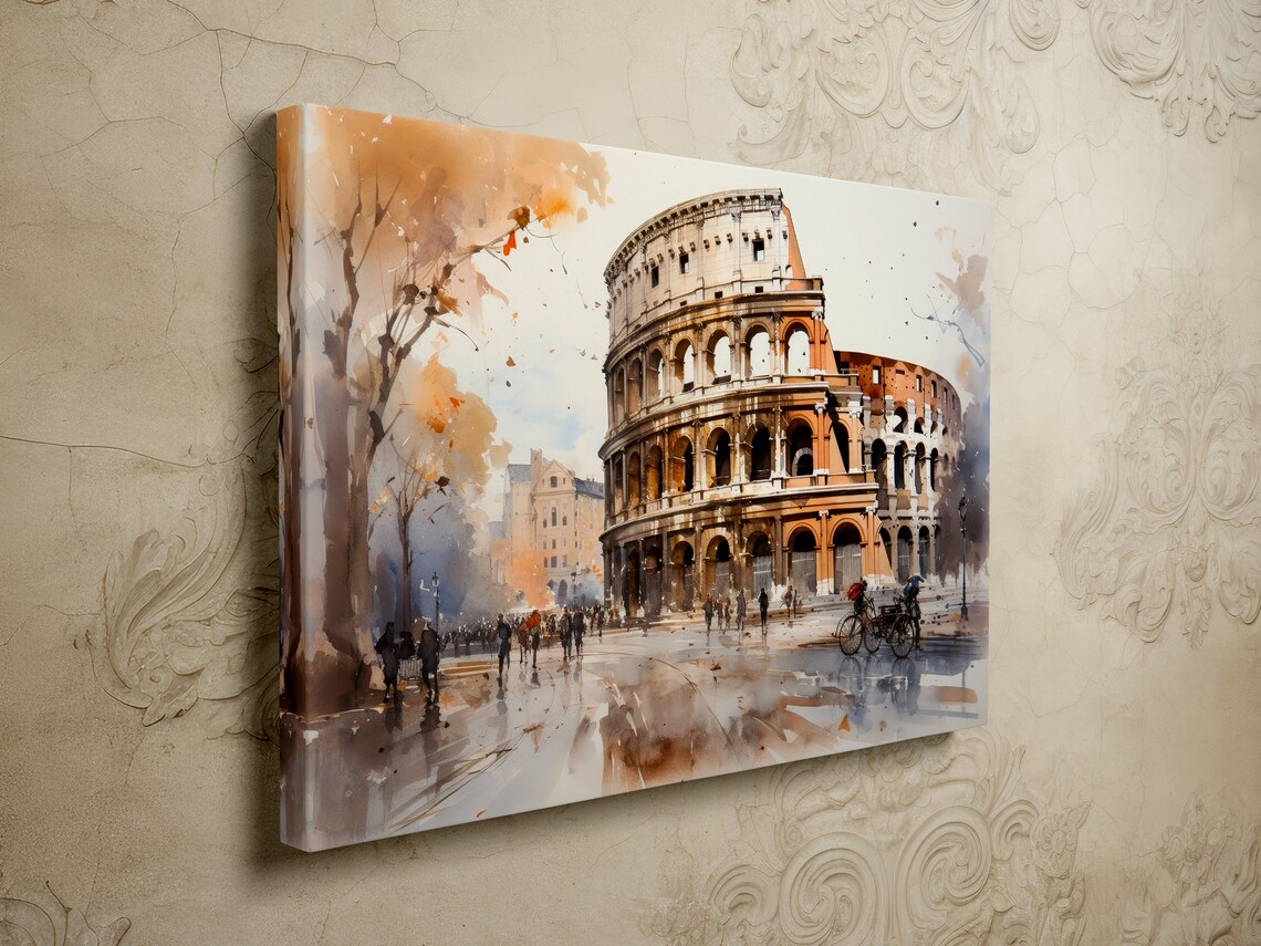 Roman Colosseum in Rustic Colors, Architecture Art, Roman Art, Italy ...