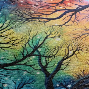Starry Night Sky Above Bare Trees, Psychedelic Art, Nature Art, Surreal ...
