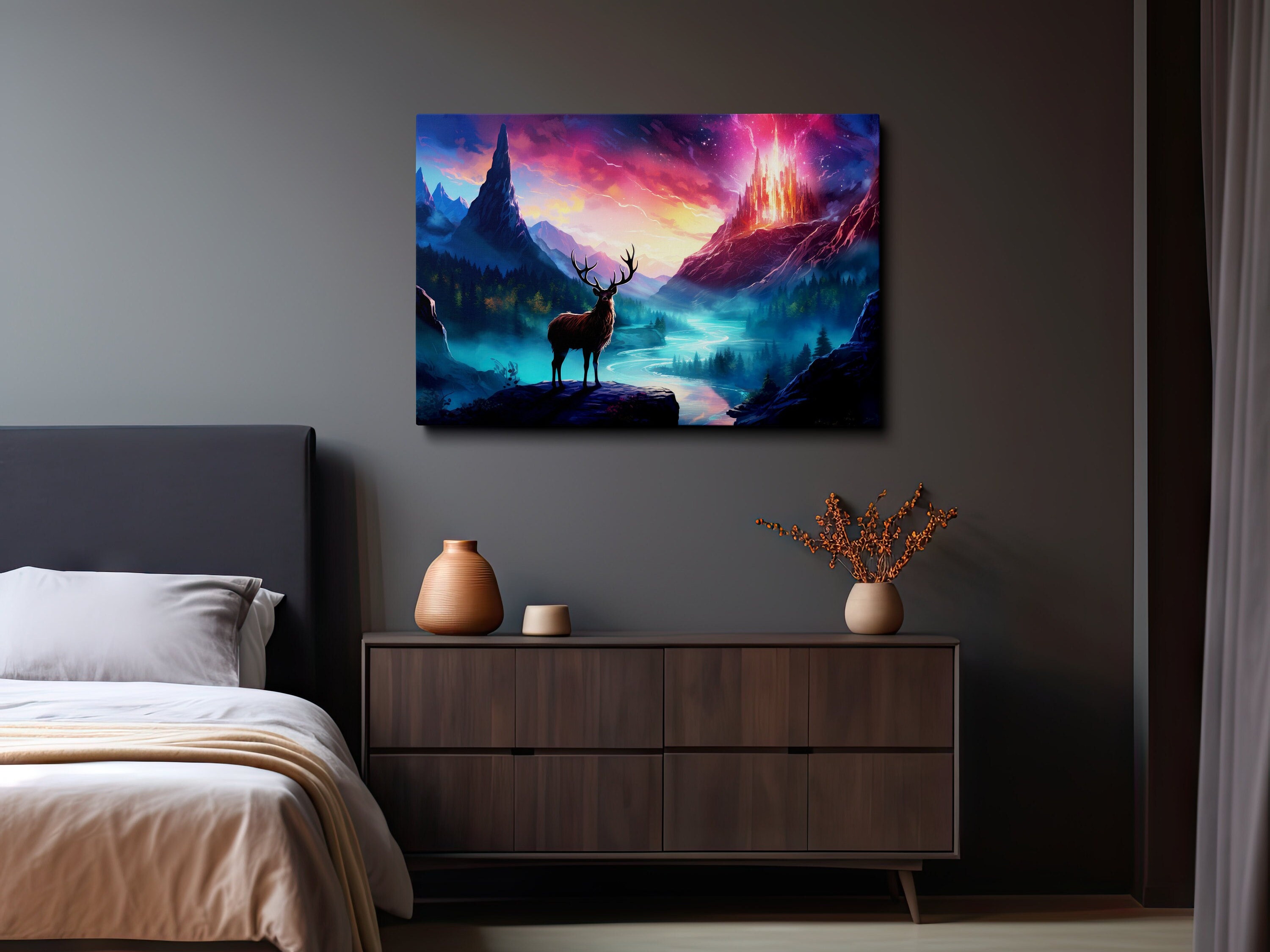 Majestic Buck in Nature, Fantasy Art, Beautiful Nature Landscape Art ...