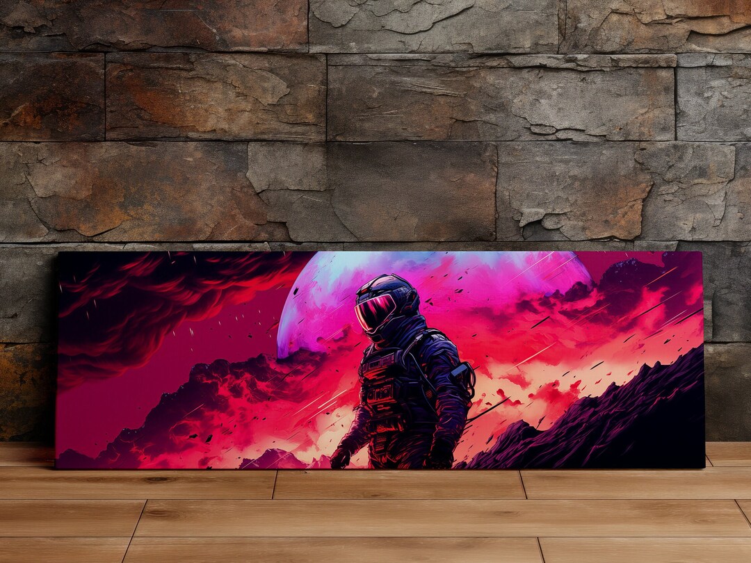 Retro Astronaut, Synthwave Art, Space Art, Scenic Wall Art, Canvas Art ...