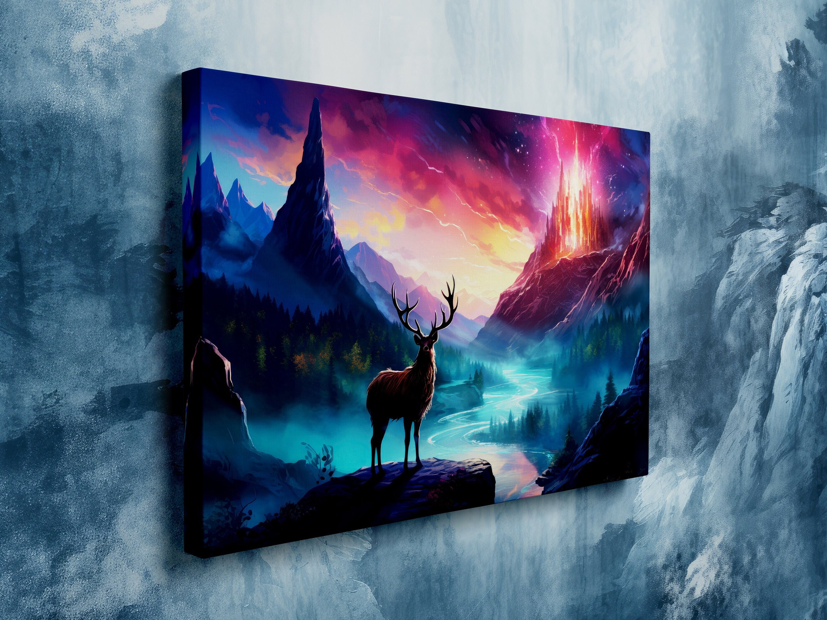 Majestic Buck in Nature, Fantasy Art, Beautiful Nature Landscape Art ...