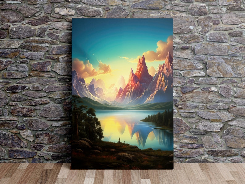 Majestic Mountains by a Lake No.6 Nature Art Art Print - Etsy